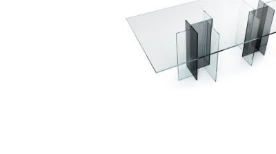 DIAPO mesa de comedor - cristal ahumado gris claro / gris oscuro ...