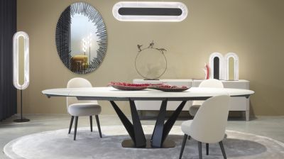 ALLIAGE Barrel/Oval dining table | Roche Bobois